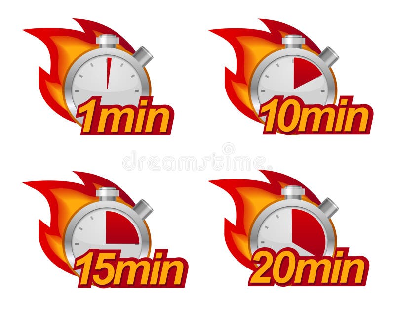Ten 10 Minutes Red Alarm Clock Stock Vector - Illustration of stopwatch ...