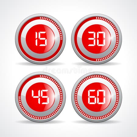 Timers Set 15 30 45 60 Minutes Stock Vector - Illustration of hours ...