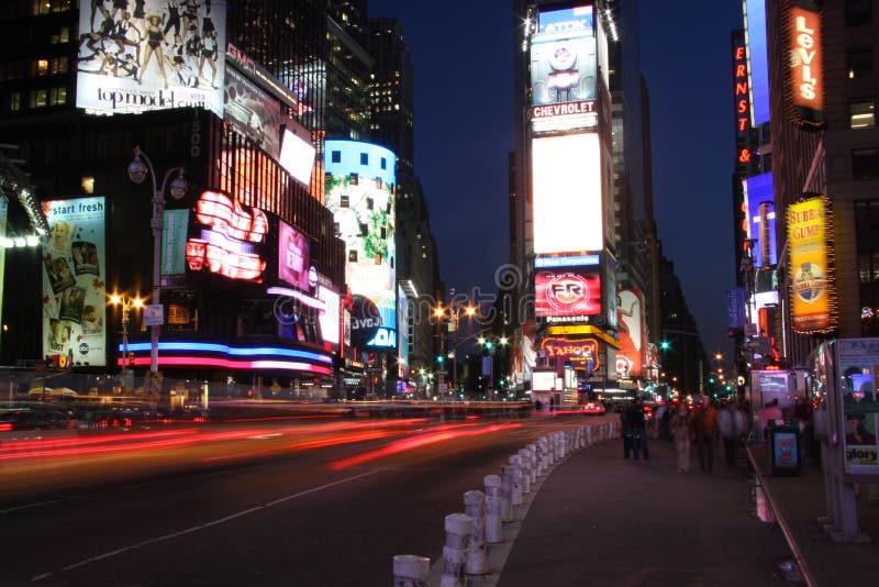 Panorama View of Times Square Editorial Photography - Image of light ...