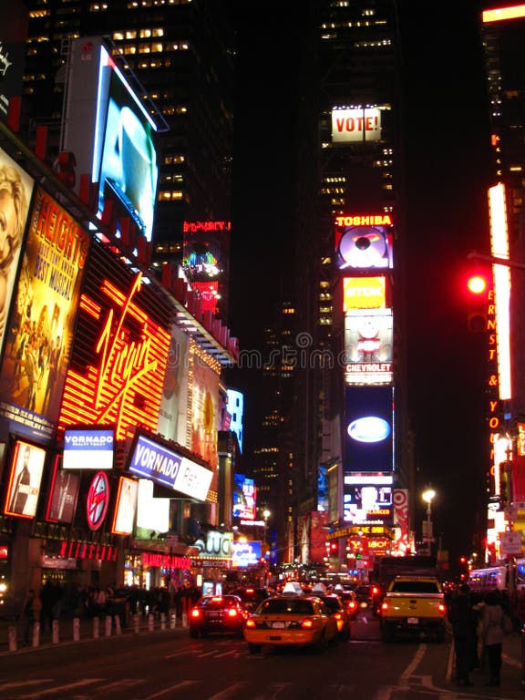 Times Square Facing South at Night Editorial Image - Image of neon ...
