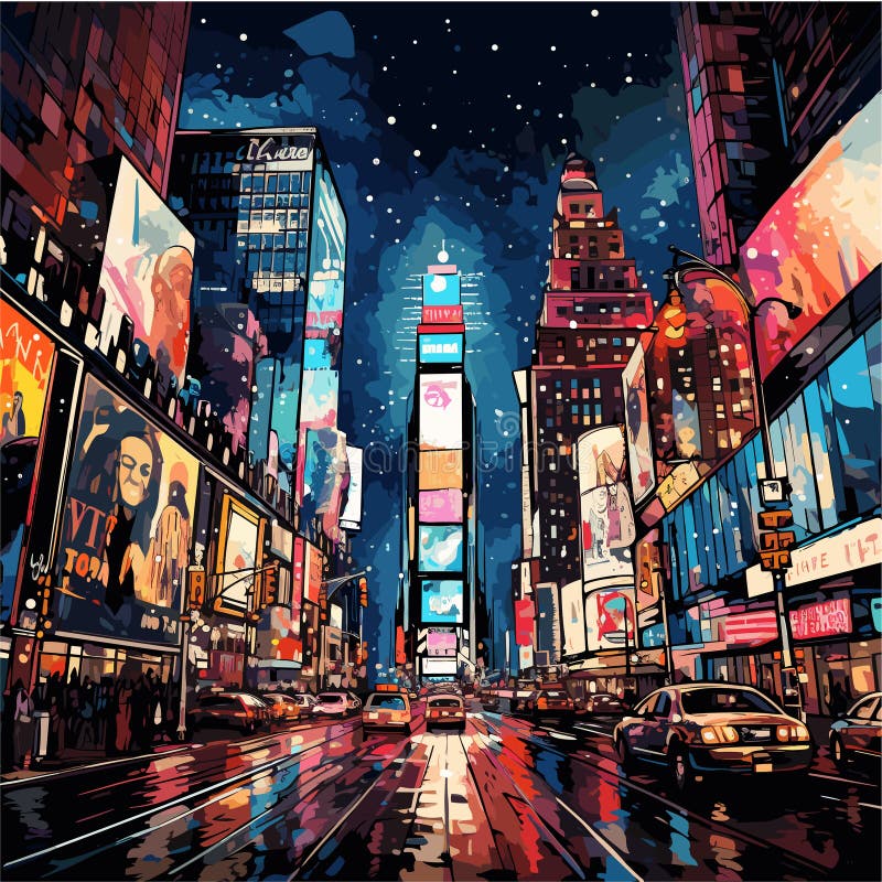 Times Square Drawing Stock Illustrations – 608 Times Square Drawing ...