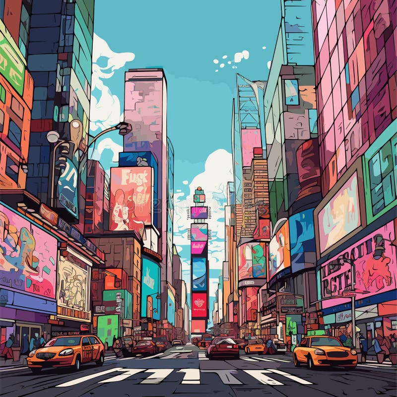 Times Square Drawing Stock Illustrations – 608 Times Square Drawing ...