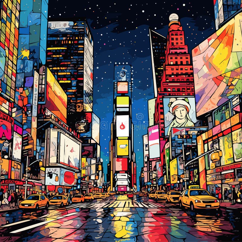 Times Square Cartoon Stock Illustrations – 141 Times Square Cartoon ...