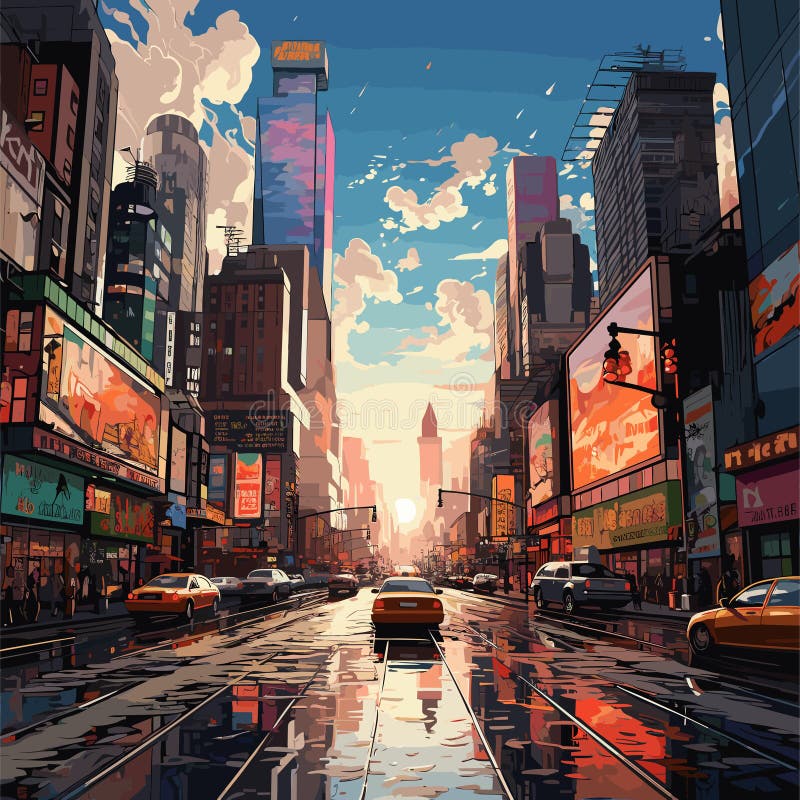 Times Square Cartoon Stock Illustrations – 178 Times Square Cartoon ...