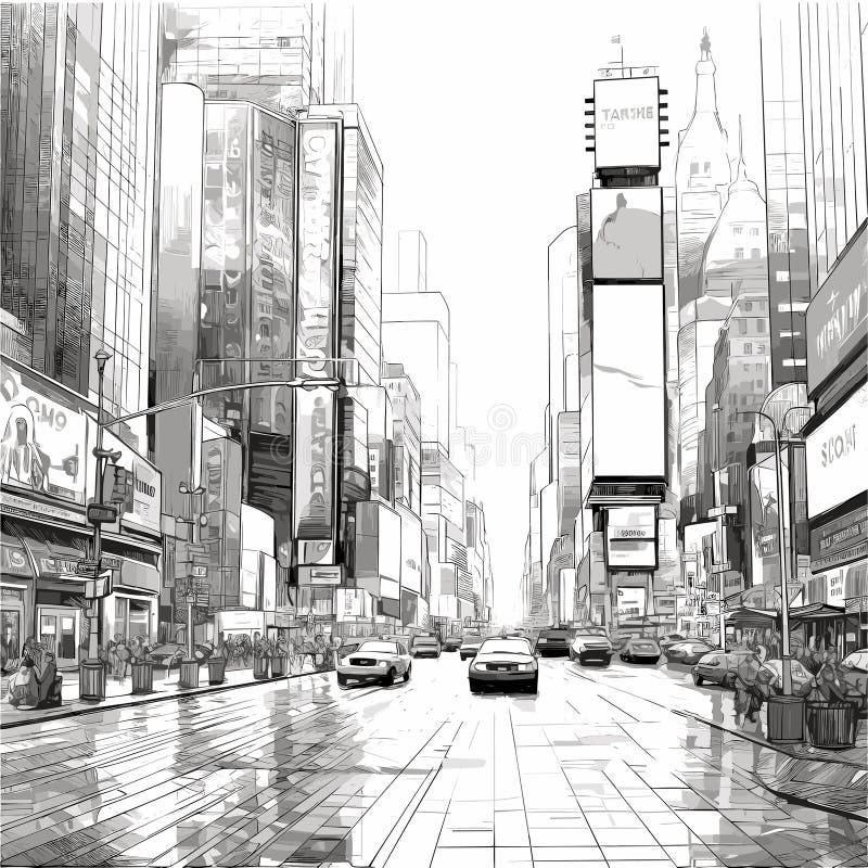 Times Square Drawing Stock Illustrations – 613 Times Square Drawing ...