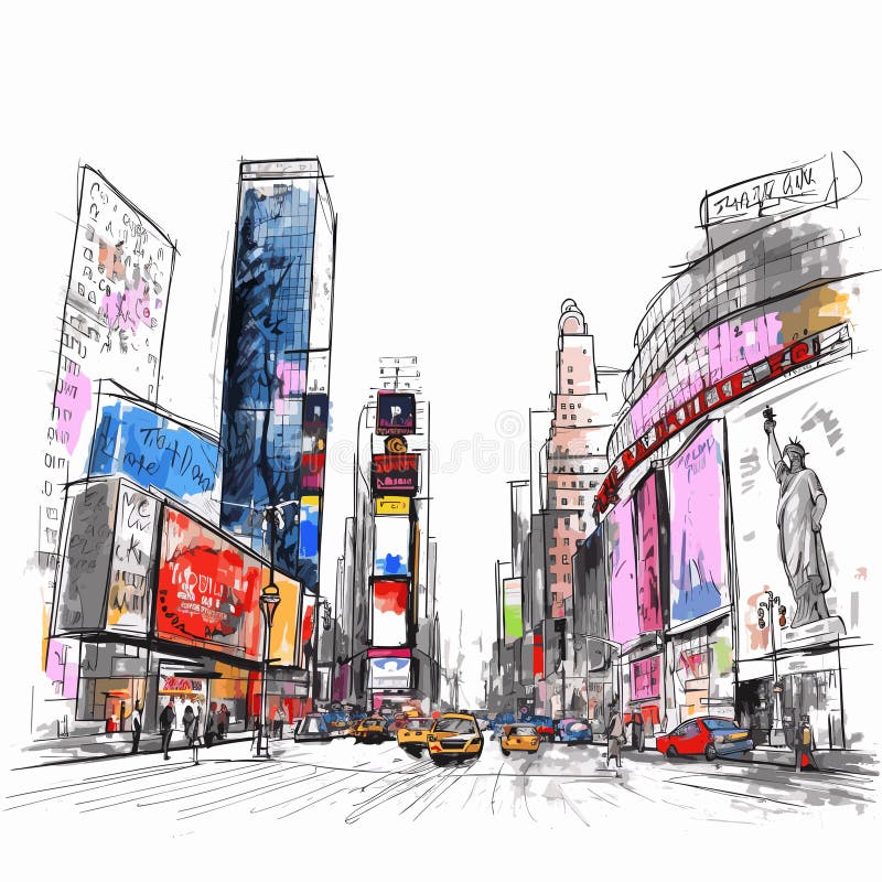 Times Square Drawing Stock Illustrations – 613 Times Square Drawing ...