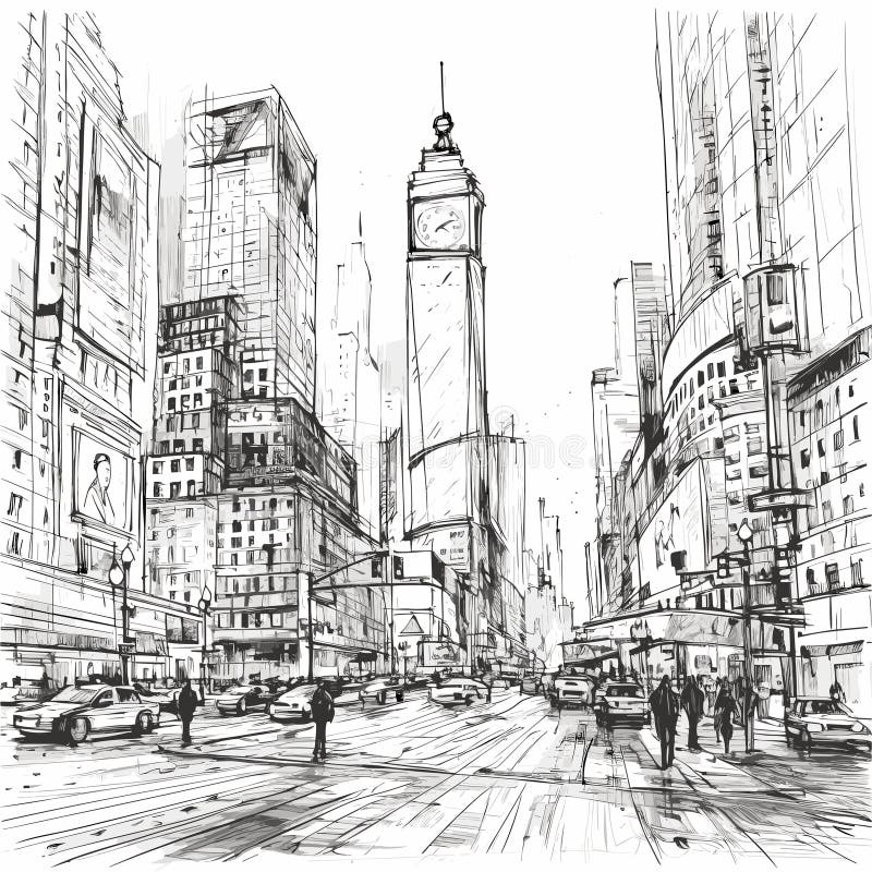 Times Square Drawing Stock Illustrations – 608 Times Square Drawing ...