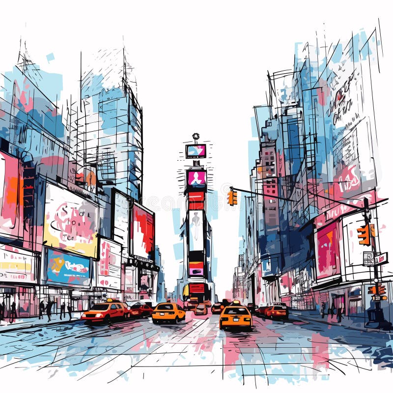 Times Square Drawing Stock Illustrations – 613 Times Square Drawing ...