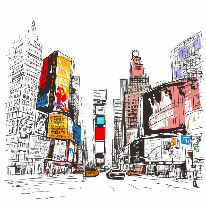 Times Square Cartoon Stock Illustrations – 151 Times Square Cartoon ...