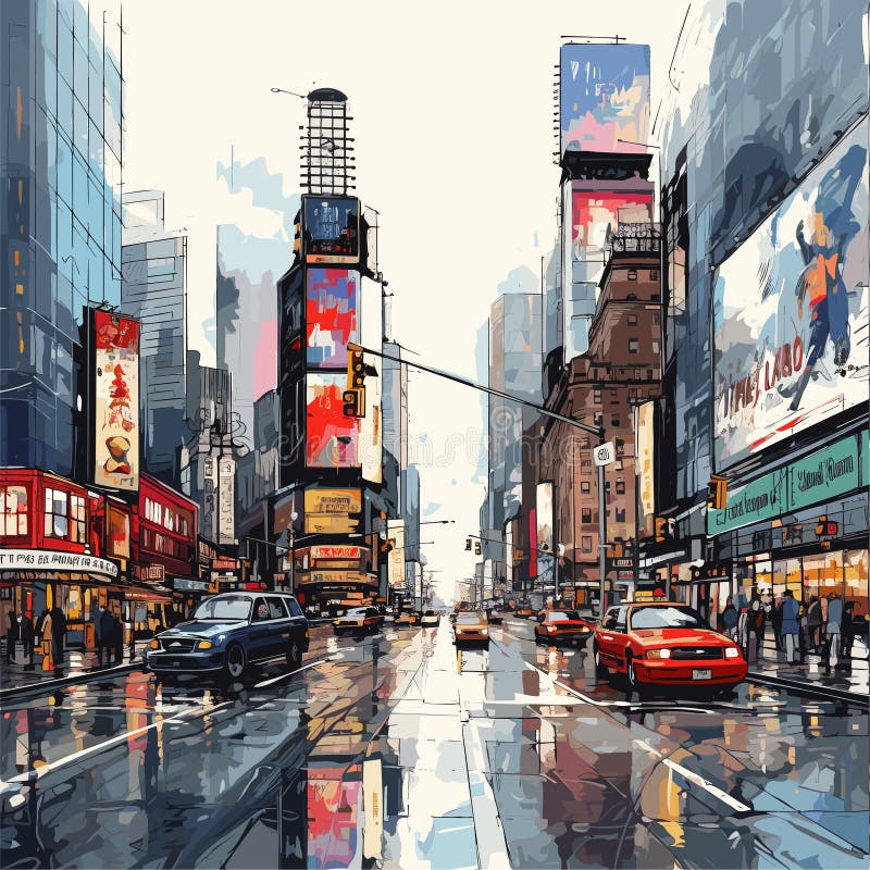 Times Square Drawing Stock Illustrations – 614 Times Square Drawing ...