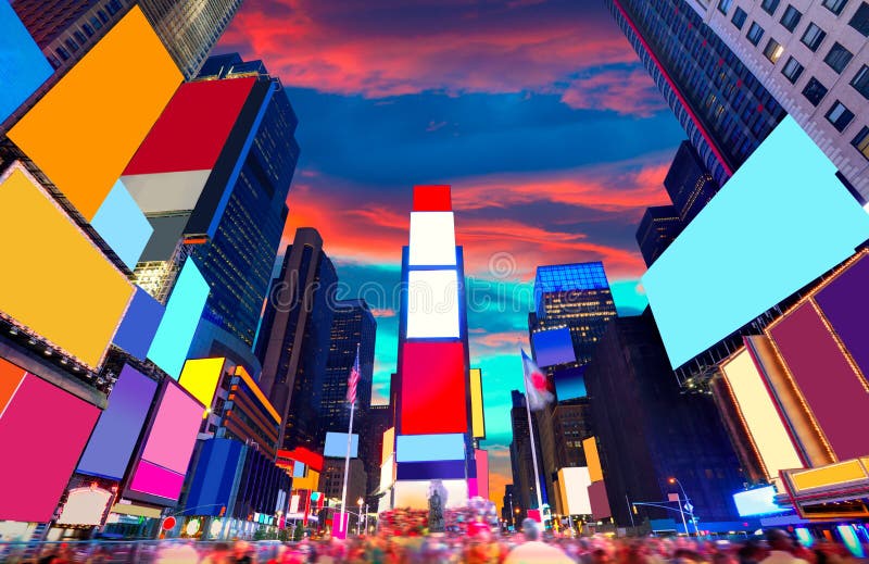 Times Square Manhattan New York Deleted Ads Stock Photo - Image of ...