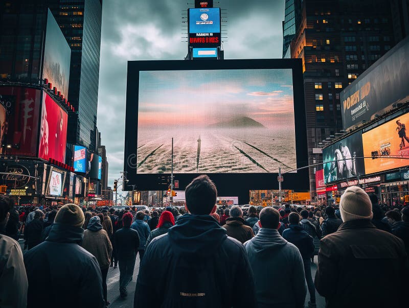 Times Square Marvel: Giant LED TV Billboard Shining Bright Stock ...