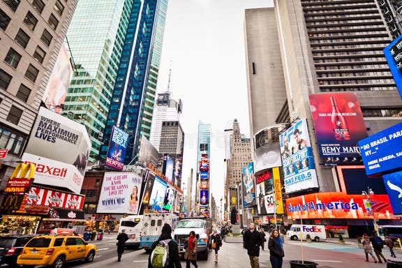Times Square at morning editorial photography. Image of empty - 18470457