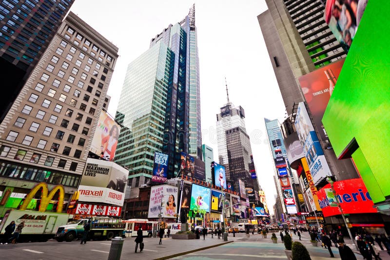 Times Square in morning editorial stock image. Image of district - 18470469