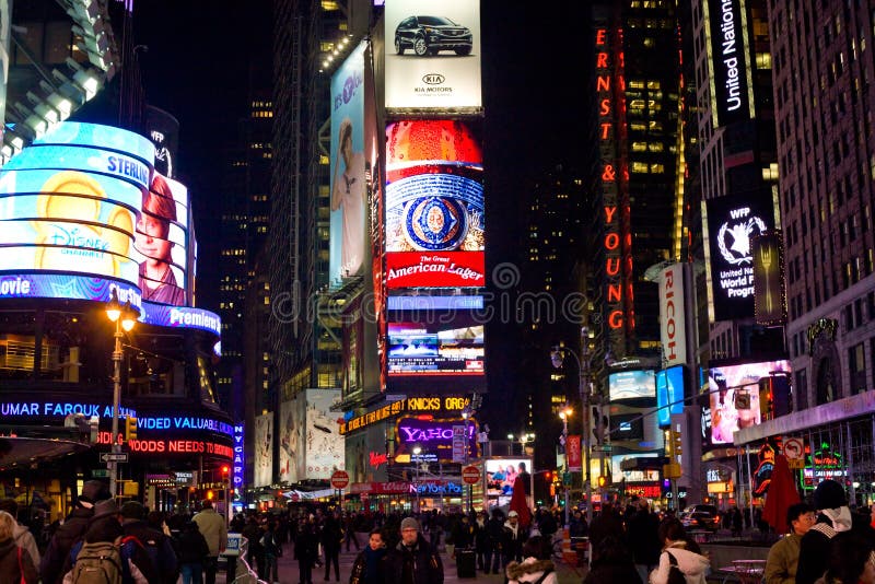 Times Square à Noite, Nova Iorque Imagem Editorial - Imagem de turismo ...