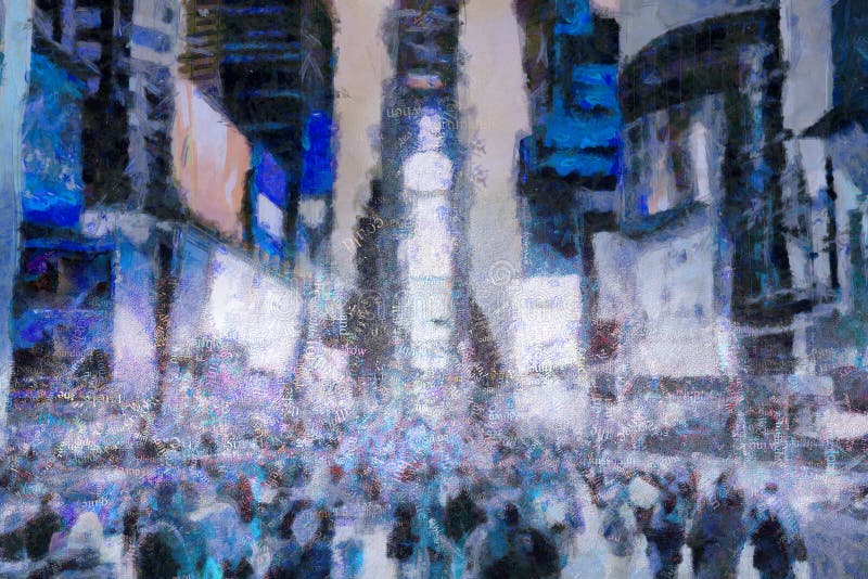 Times Square New York stock illustration. Illustration of twisted ...