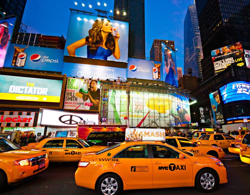 Times Square advertising editorial stock photo. Image of landmark ...