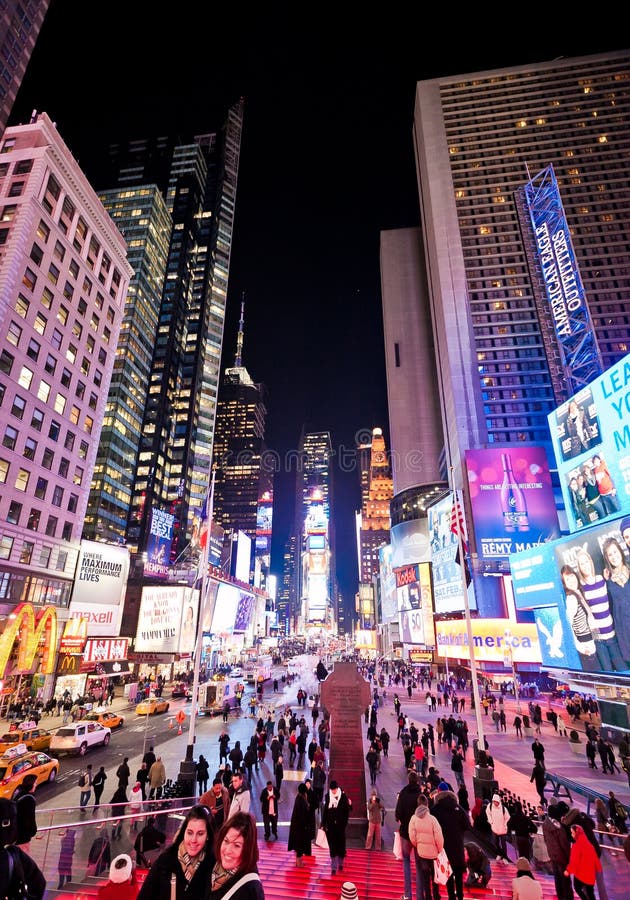Times Square at night editorial photo. Image of york - 18104671
