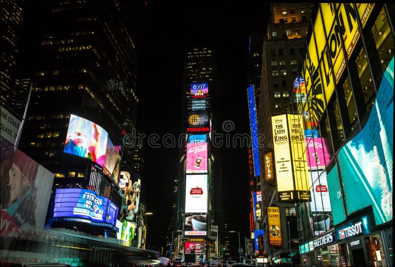 Times Square at Night - New York, USA Editorial Photography - Image of ...