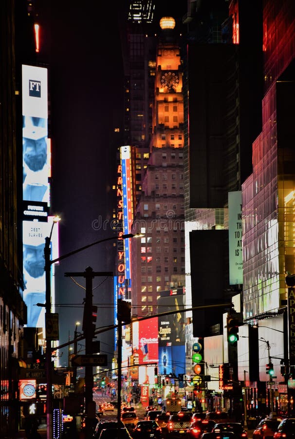 Times Square NYC at Christmas Time at Night. Editorial Image - Image of ...
