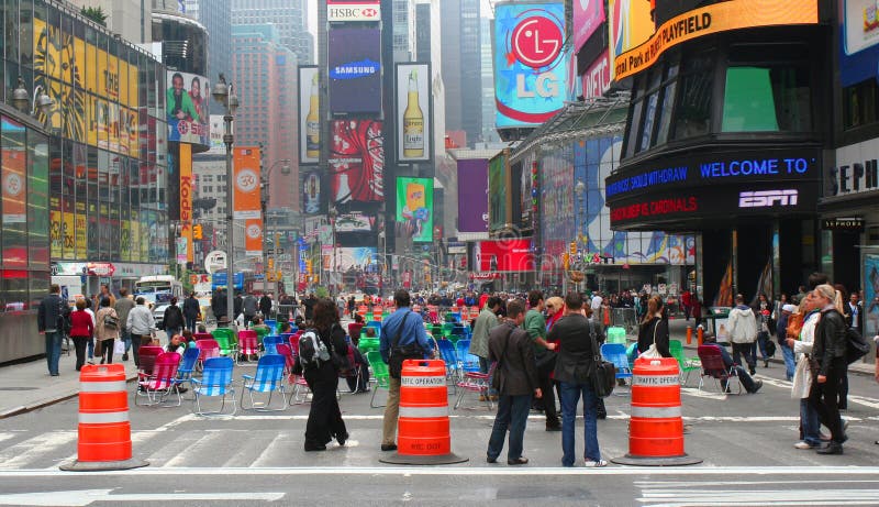 Times Square Pedestrian Mall Editorial Image - Image of urban, lounge ...
