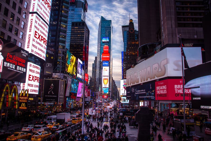 Times Square at Sunset - New York, USA Editorial Photography - Image of ...