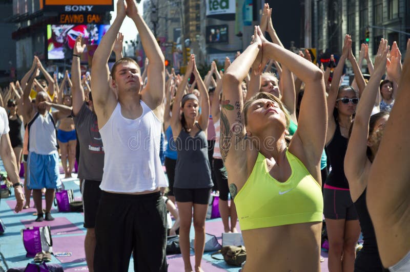 Times Square Yoga Class editorial photo. Image of times - 25368846