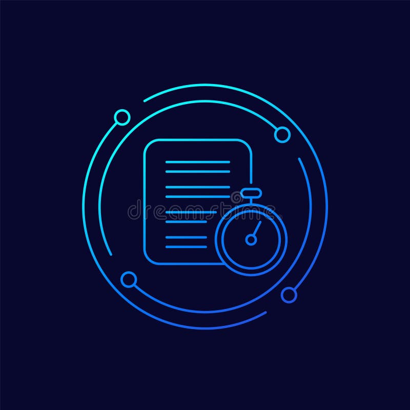 Timesheet Icon, Document and Stopwatch Line Design Stock Illustration ...