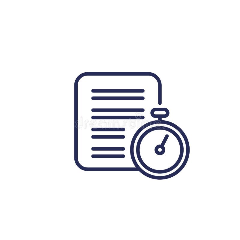 Timesheet Line Icon, Document and Stopwatch Stock Illustration ...