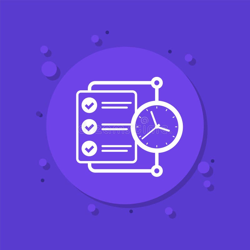 Timesheet, Tracking Time Line Icon on White Stock Vector - Illustration ...