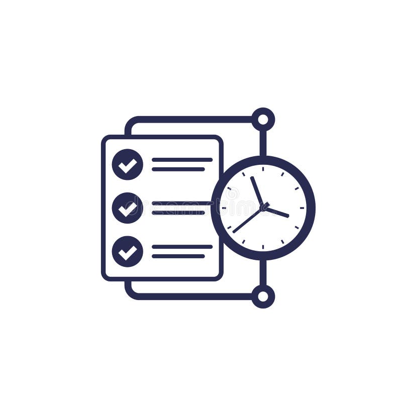 Timesheet, Tracking Time Line Icon on White Stock Vector - Illustration ...