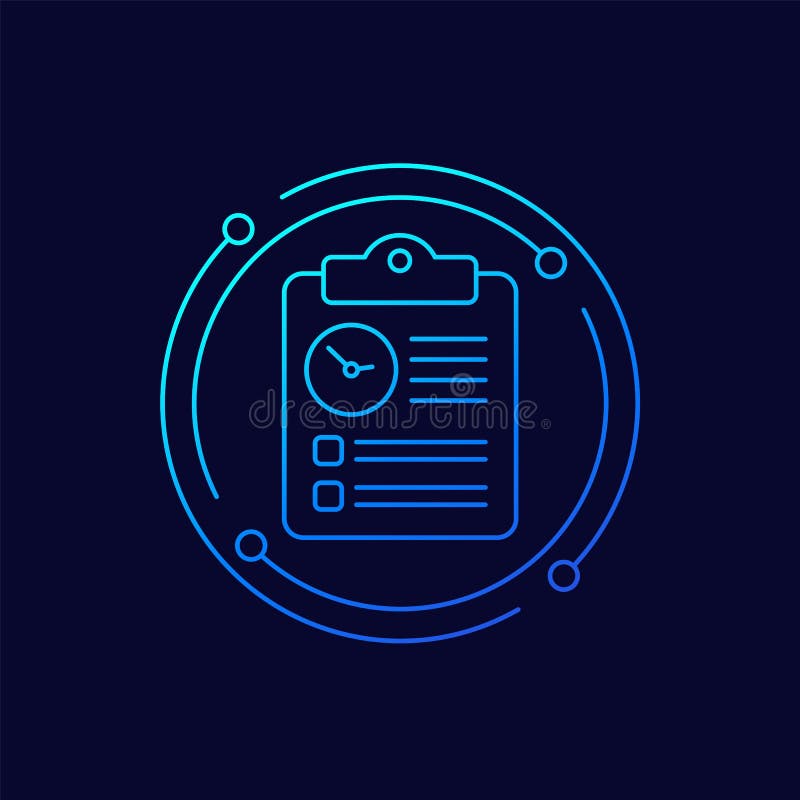 Timesheet, Tracking Time Line Icon on White Stock Vector - Illustration ...