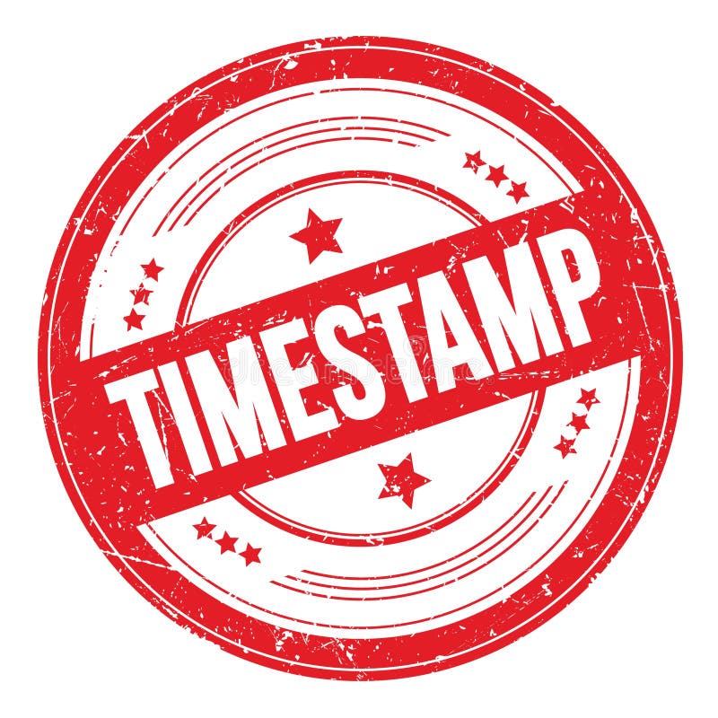 TIMESTAMP Text on Red Round Grungy Stamp Stock Illustration ...