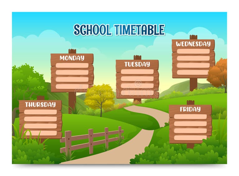 School Timetable Vector Stock Illustrations – 9,067 School Timetable ...