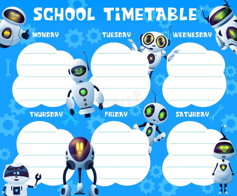 Robots Weekly Planner. Funny Kids Education. Lesson Schedule with ...