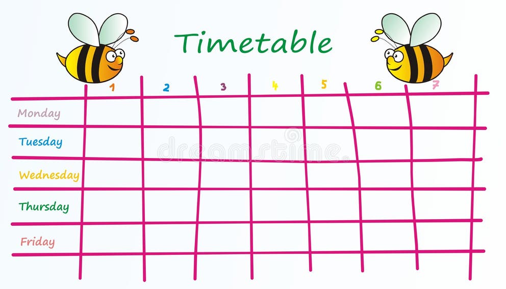 Timetable-bees, Template, Vector Illustration Stock Vector ...