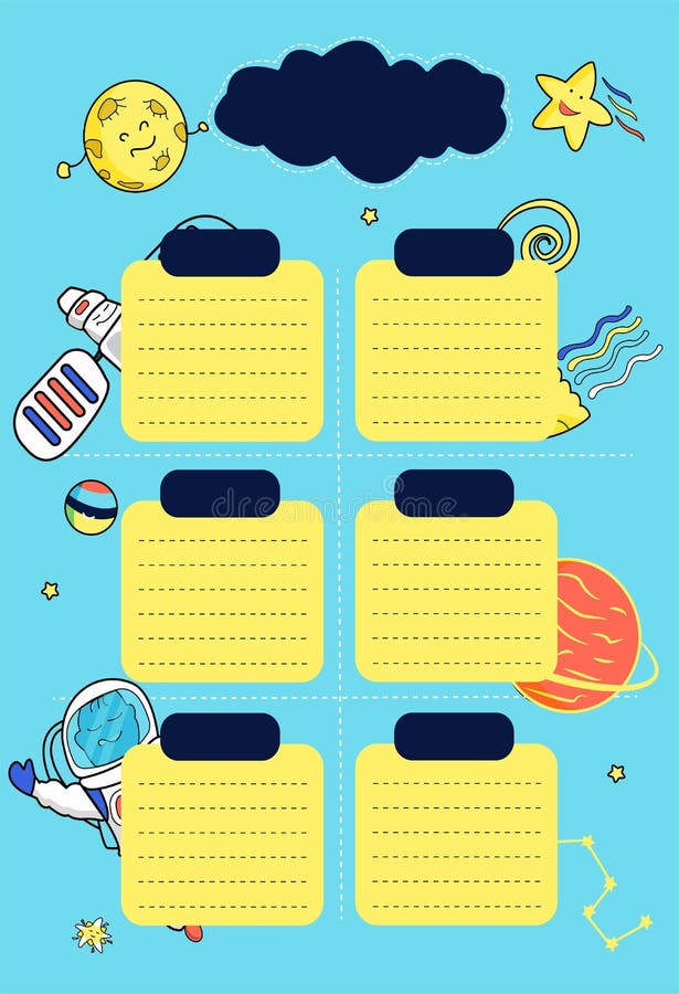 Timetable for boys - space stock vector. Illustration of student ...