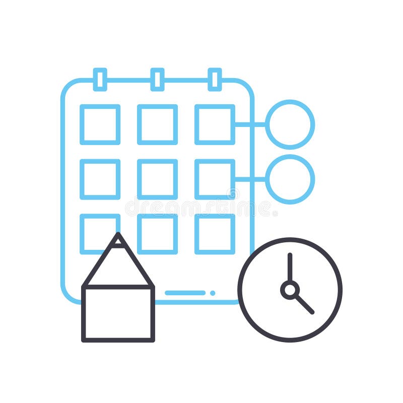 Timetable Line Icon, Outline Symbol, Vector Illustration, Concept Sign ...