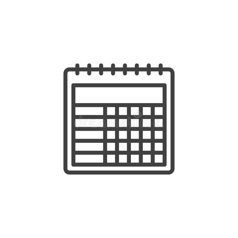 Timetable Planner Line Icon Stock Vector - Illustration of appointment ...