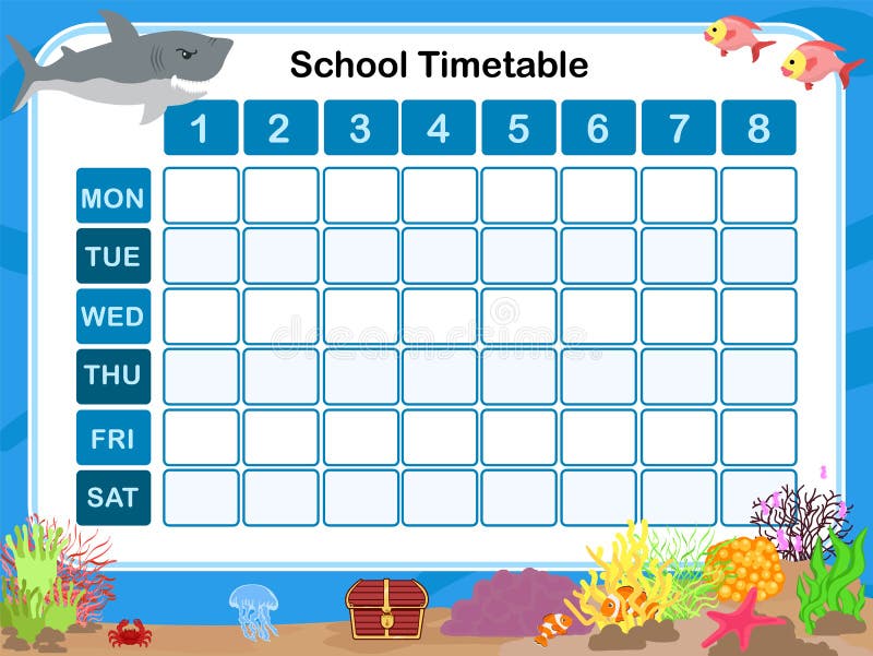 Timetable for school stock vector. Illustration of shark - 75138039