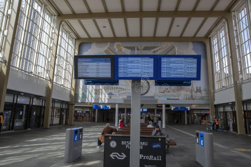 Timetable Screen at the Amstel Train Station at Amsterdam the ...