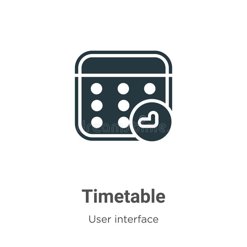 Timetable Vector Icon on White Background. Flat Vector Timetable Icon ...