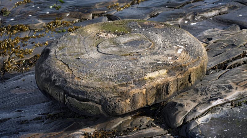 A Timeworn Sailing Stone with Years of Movement Etched into Its Surface ...