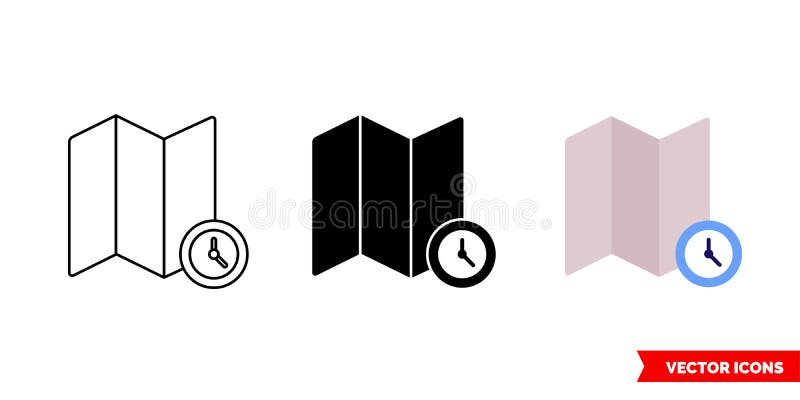 Timezone Icon of 3 Types Color, Black and White, Outline. Isolated ...