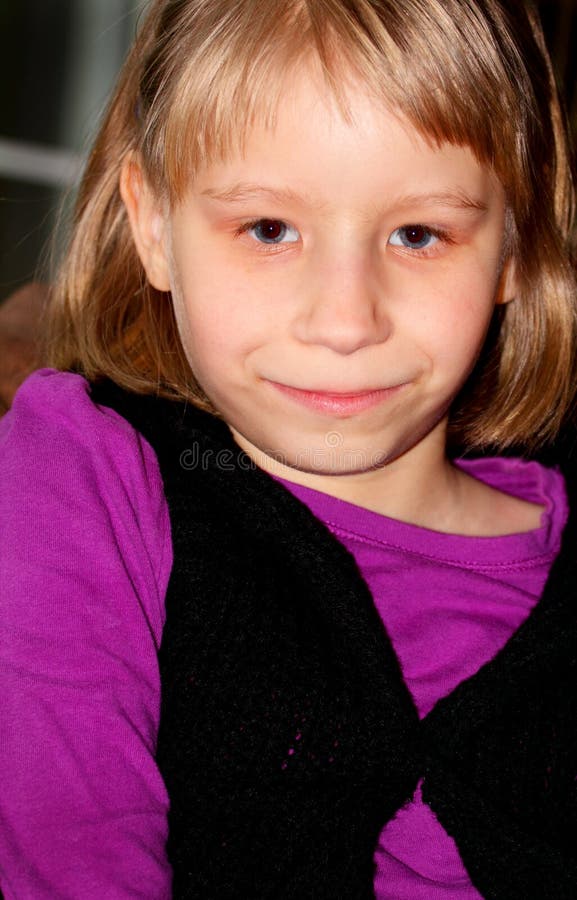 Timid Little 8 Year Old Girl Stock Photo - Image of child, happy: 23468734