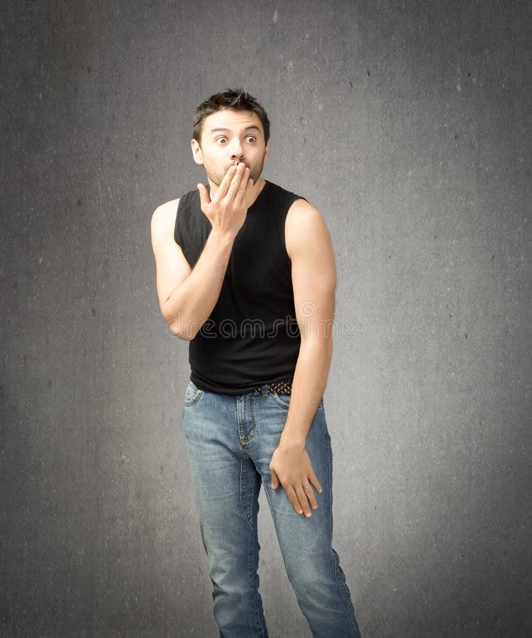 Timid man expressions stock image. Image of portrait - 41475541