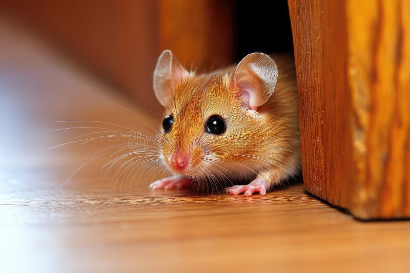 Timid Mouse Peeking Out from Hiding Stock Image - Image of cautious ...