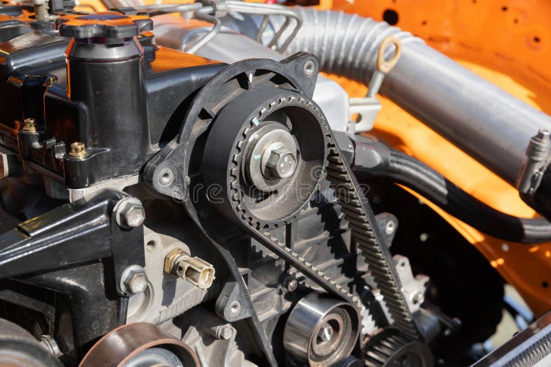 Timing Belt and Camshaft Sprocket of Engine Car Stock Photo - Image of ...