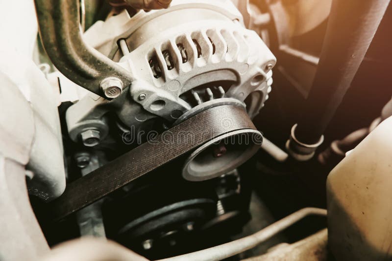 Alternator and Timing Belt of an Internal Combustion Engine Assembly on ...