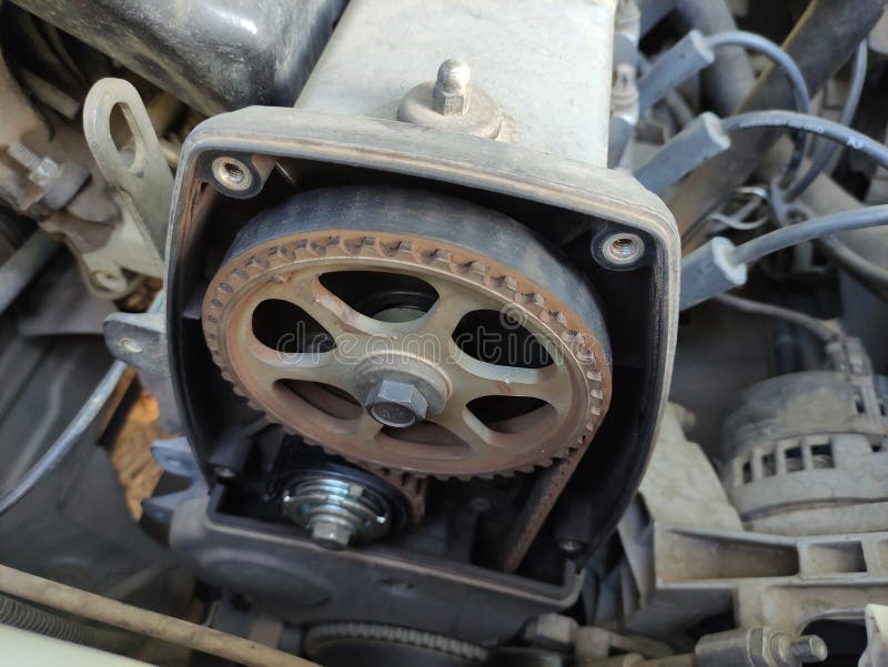 Timing Belt in the Car Engine Stock Photo - Image of repair, repairing ...